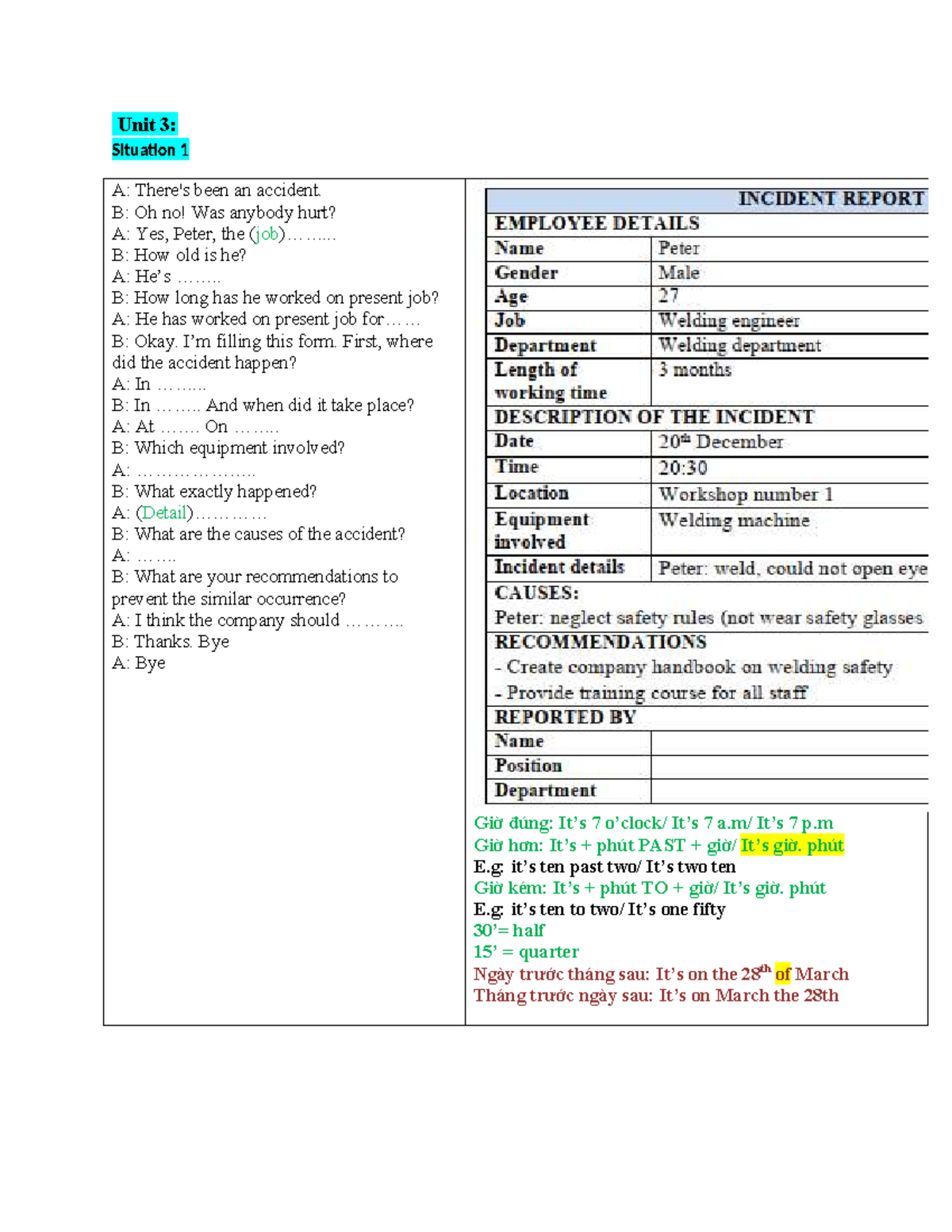 Unit 3: Incident Report Guidelines and Recommendations - Studocu