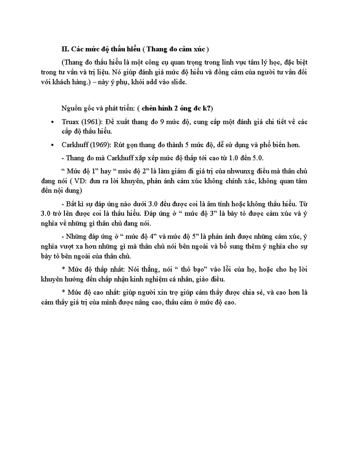 Thang Đo Cảm Xúc Carkhuff: Kiến Thức và Ứng Dụng trong Tư Vấn - Studocu