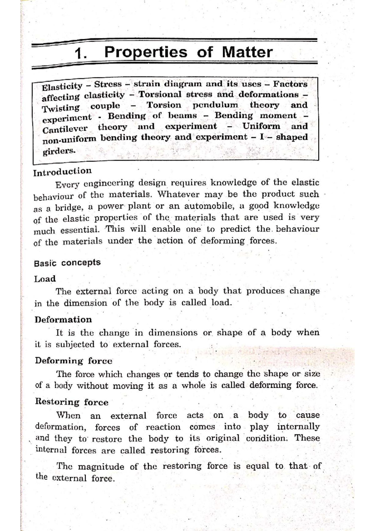 Properties of Matter: Elasticity, Stress-Strain, and Torsion (ENG PHYS ...
