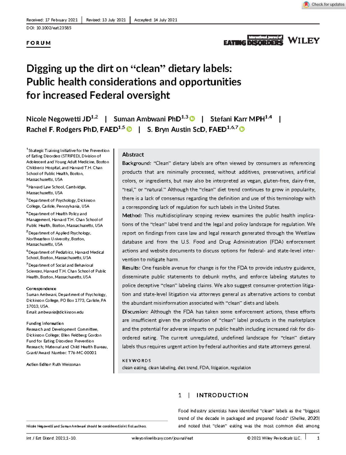 Dietary Labels: Public Health Implications & Federal Oversight ...