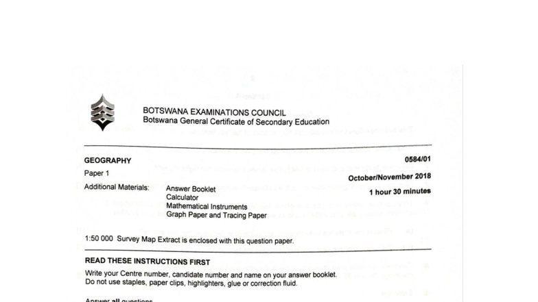 BGCSE Geography Paper 1 & 3 Exam Revision Notes 2018 - Studocu