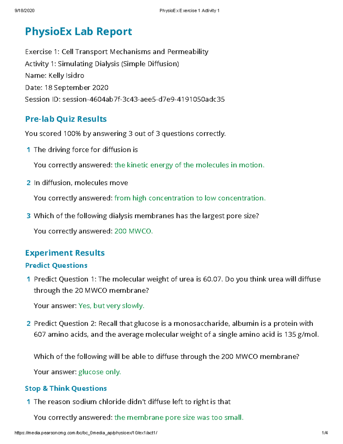PhysioEx Exercise 1: Exploring Cell Transport & Diffusion - Studocu