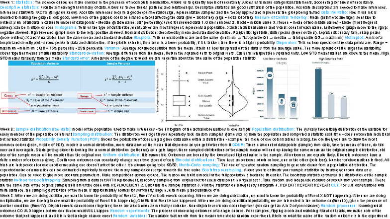 Midterm Cheat Sheet: Statistics Concepts and Inference Techniques - Studocu