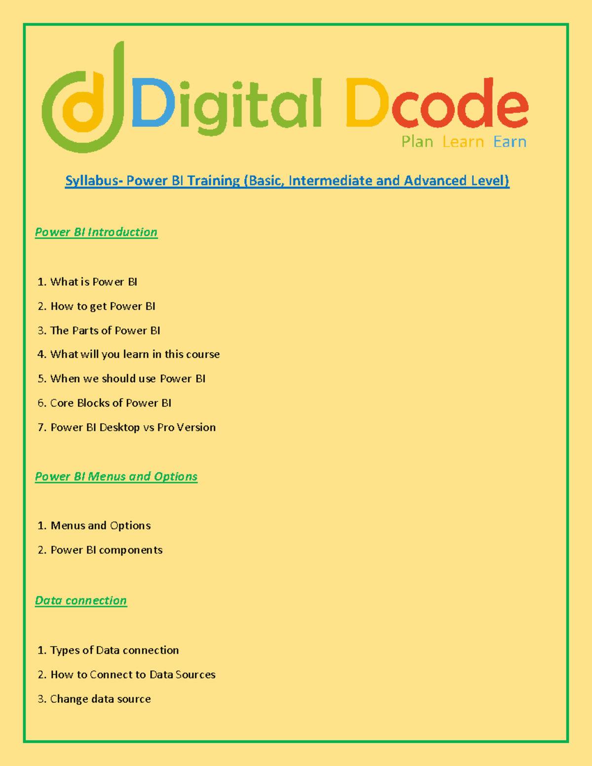 Power BI Training (Basic to Advanced) - Course Overview and Guide - Studocu