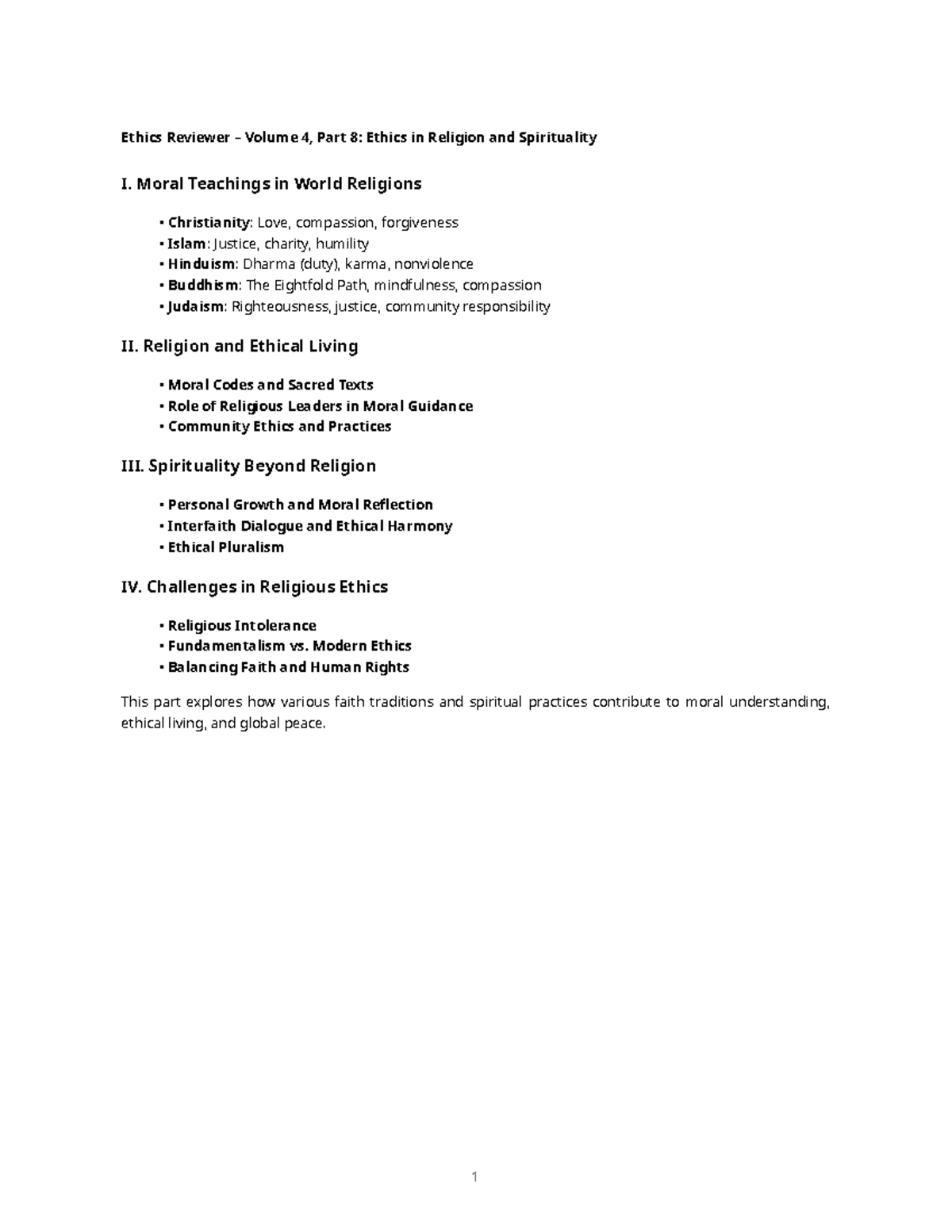 Ethics Reviewer Vol 4, Part 8: Religion, Morality, and Global Peace ...