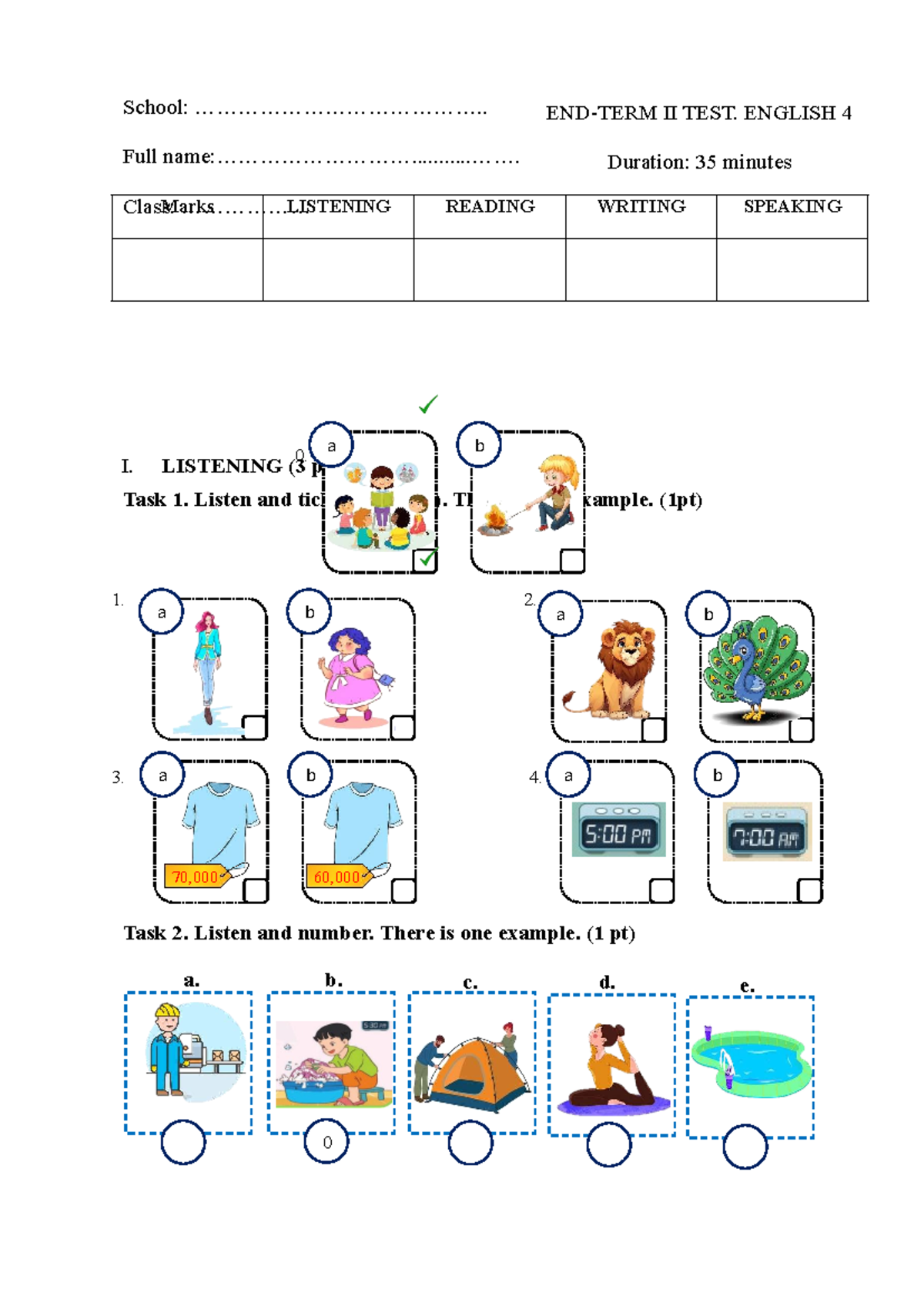 II TEST: ENGLISH 4 Listening, Reading, and Writing Tasks - Studocu