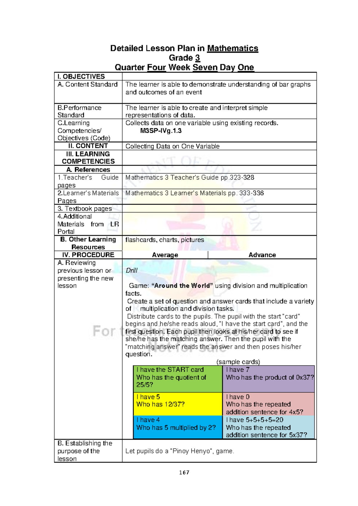 MATH3 Q4 W7 - Detailed Lesson Plans for Grade 3 Mathematics - Studocu