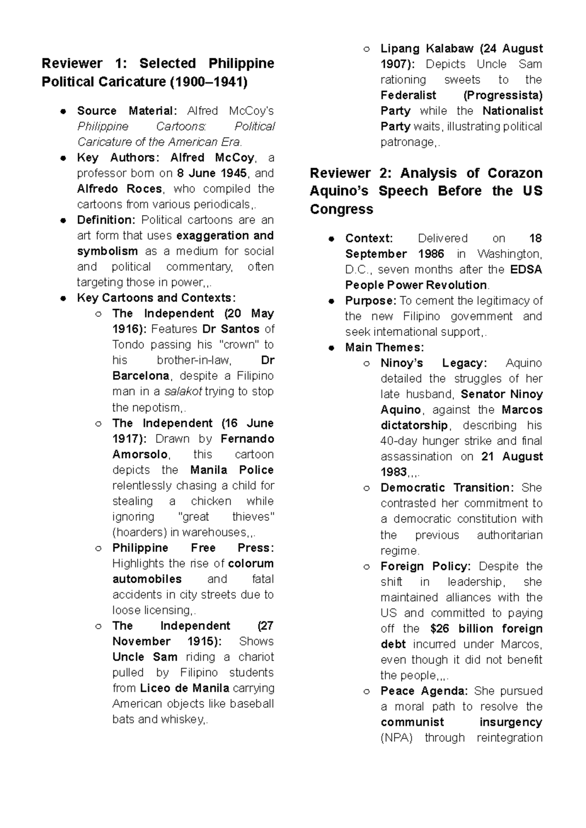 RPH - Summary Notes on Philippine Political Caricatures and Historical ...