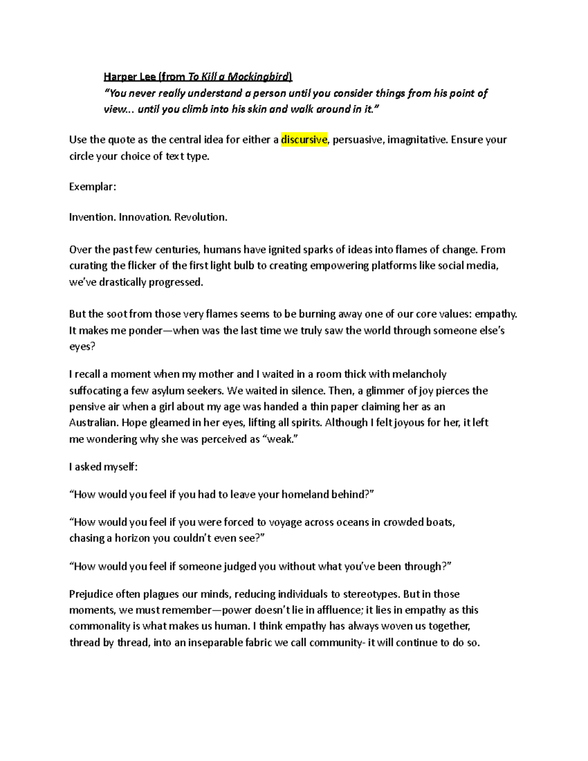 Final Exam Essay: Exploring Creative Writing Techniques in Depth - Studocu