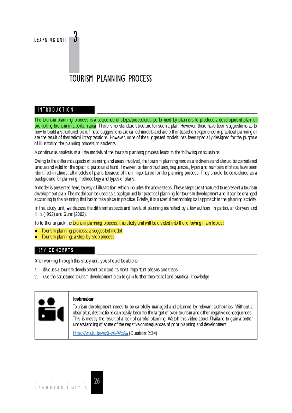 DTM2604 UNIT 3 - TOURISM PLANNING PROCESS OVERVIEW - Studocu