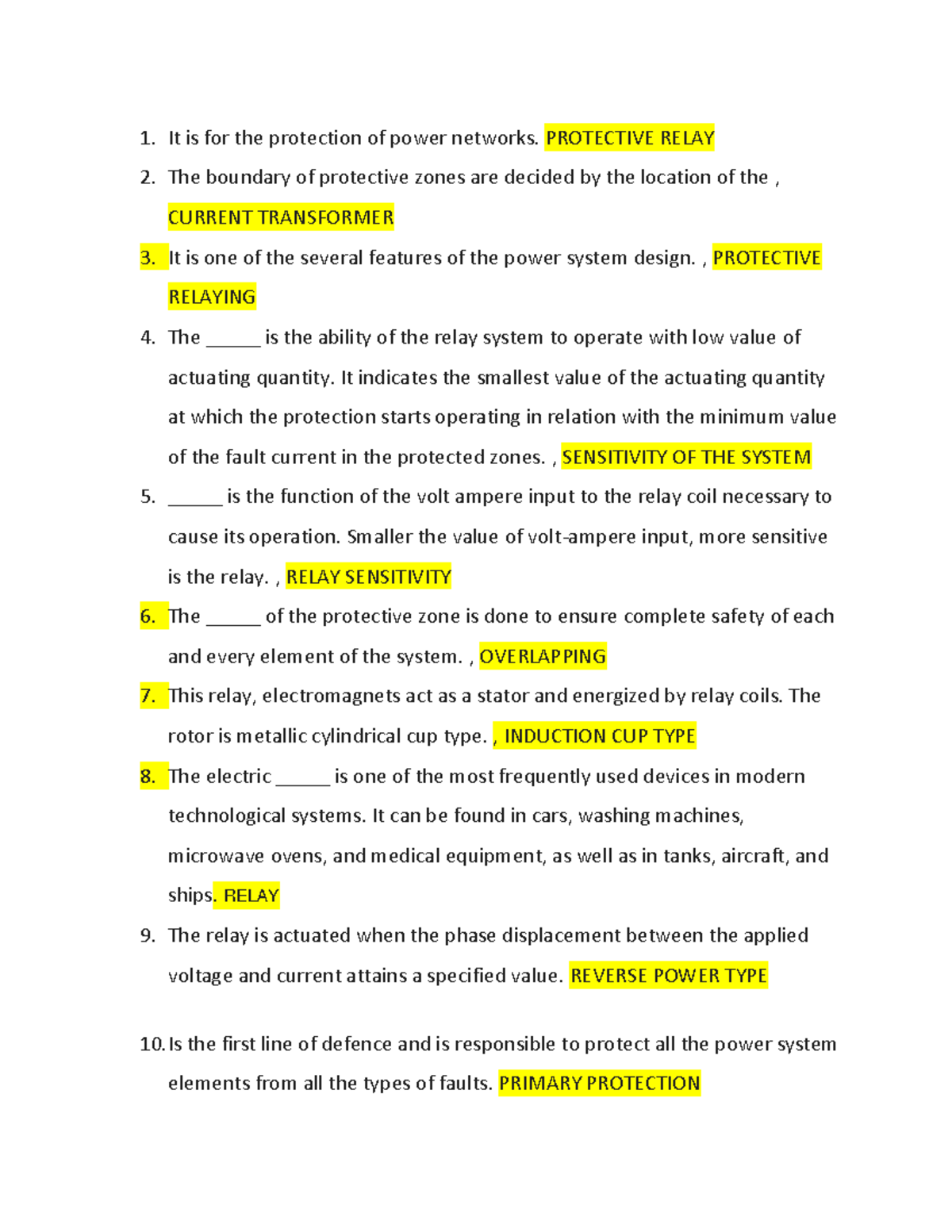 Elective 1 Prelim Midterm EXAM - It is for the protection of power ...