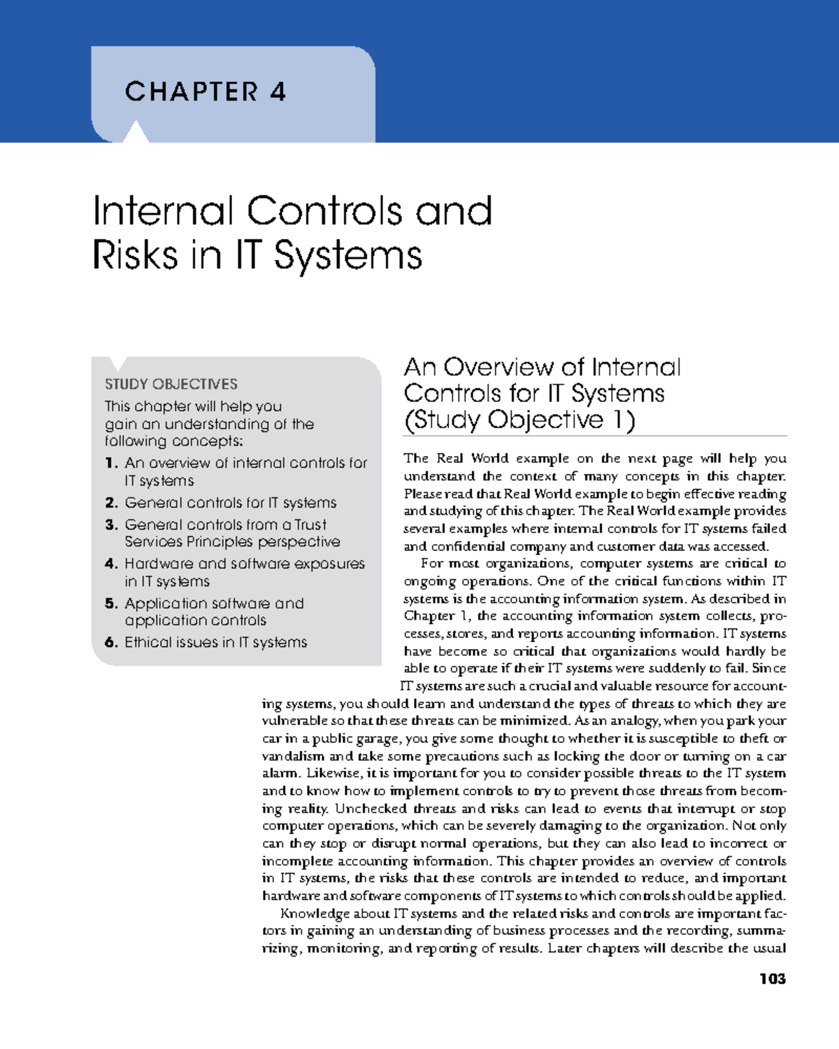 AIS Chapter 4 - AIS CHAP 4 - 103 An Overview of Internal Controls for ...