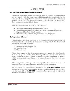 Consti-notes - constitution - Mauritius 1 Introduction The Republic of ...