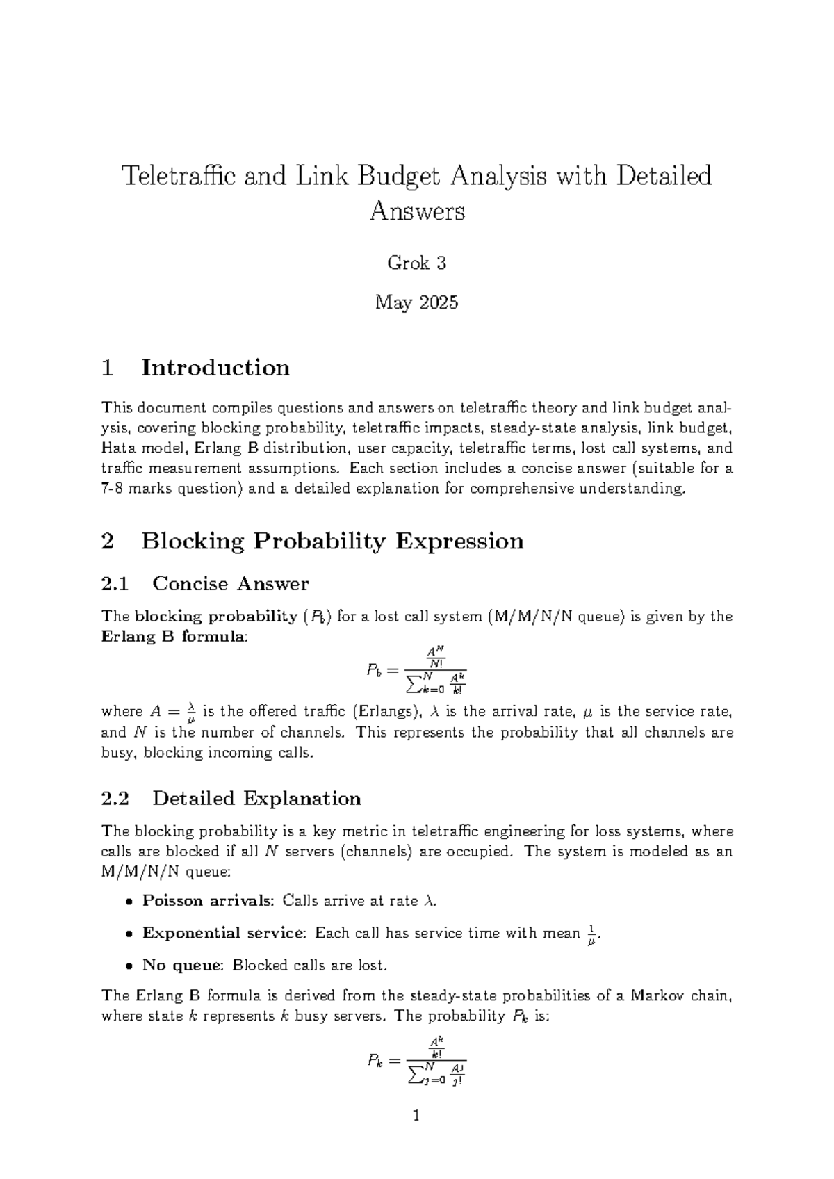 Teletraffic and Link Budget Analysis: Detailed Insights for Cellular ...