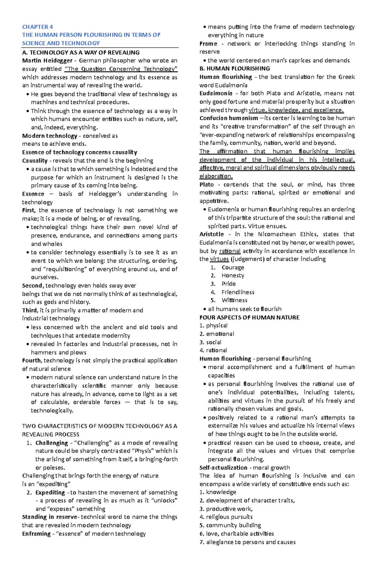 STS 101: Chapter 4 - Human Flourishing in Science & Technology - Studocu