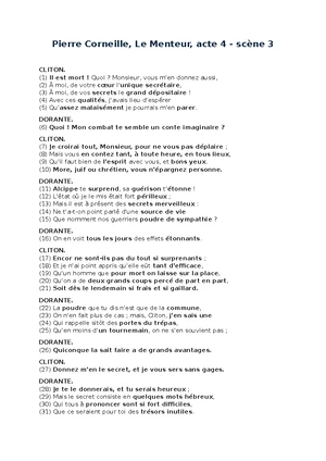 Le menteur, acte 1 - scène 3 : analyse de Dorante et Cliton - Studocu