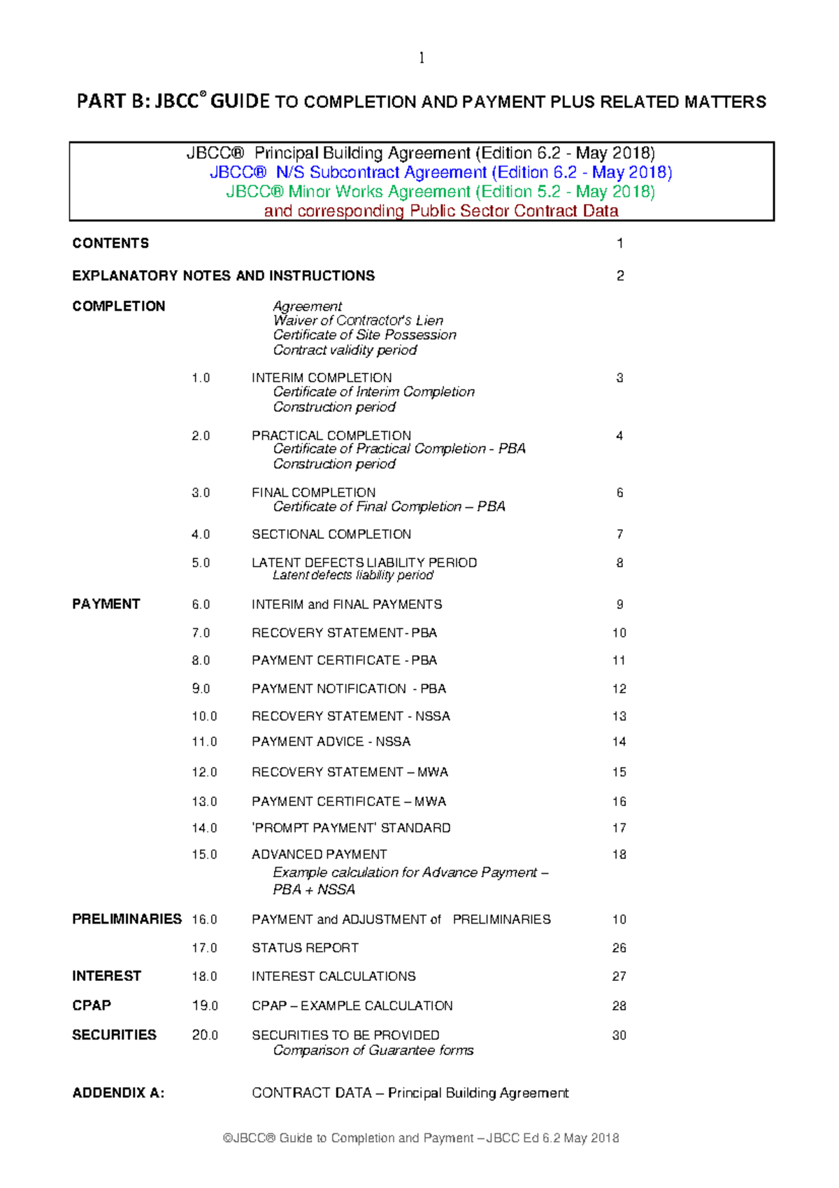JBCC Guide to Completion and Payment - PART B: JBCC ® GUIDE TO ...