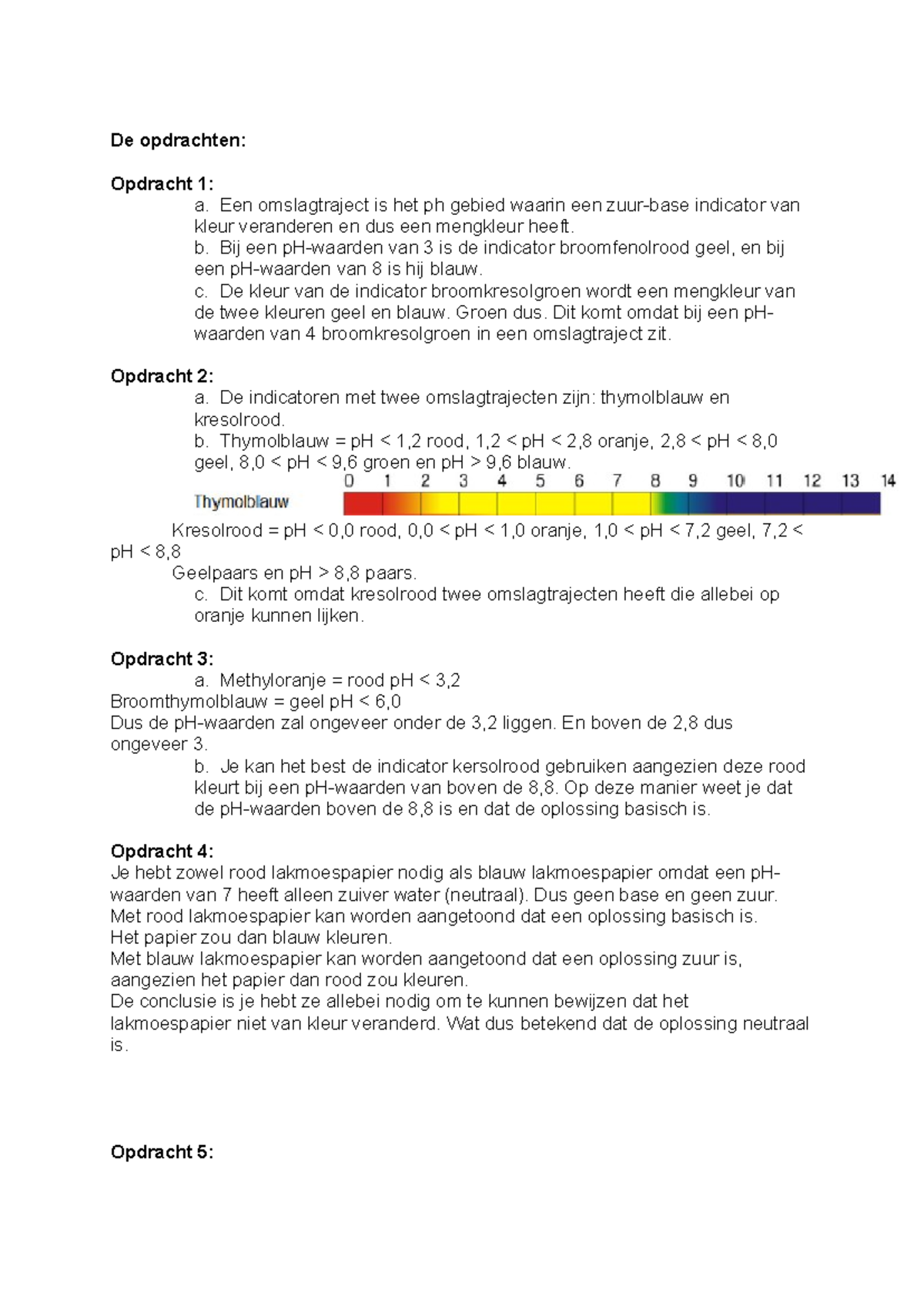 Scheikunde Verslag over Zuur-Base Indicatoren en Prakticumresultaten ...