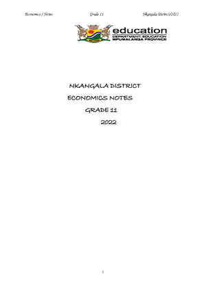 Economics Grade 11 Revision Term 2 2024 - 2024 Term 2 INCLUDED HEREIN ...