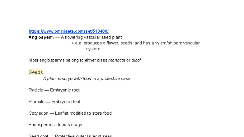 BIOL 201 Lab 7 Plants notes + guide + exit questions - omnisets/set ...