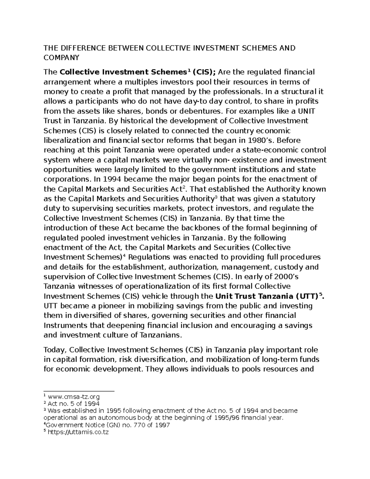 Comparative Analysis of Collective Investment Schemes and Companies ...