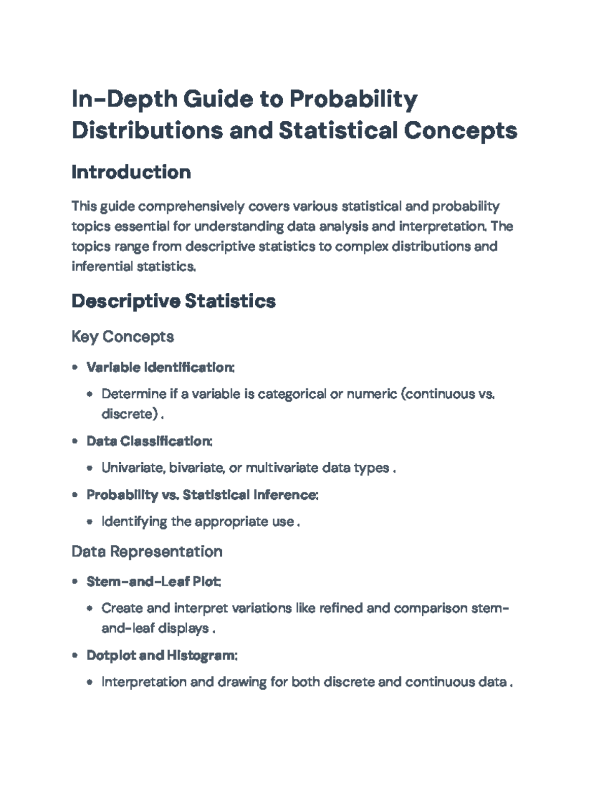 Comprehensive Guide to Probability and Statistics Concepts - In-Depth ...
