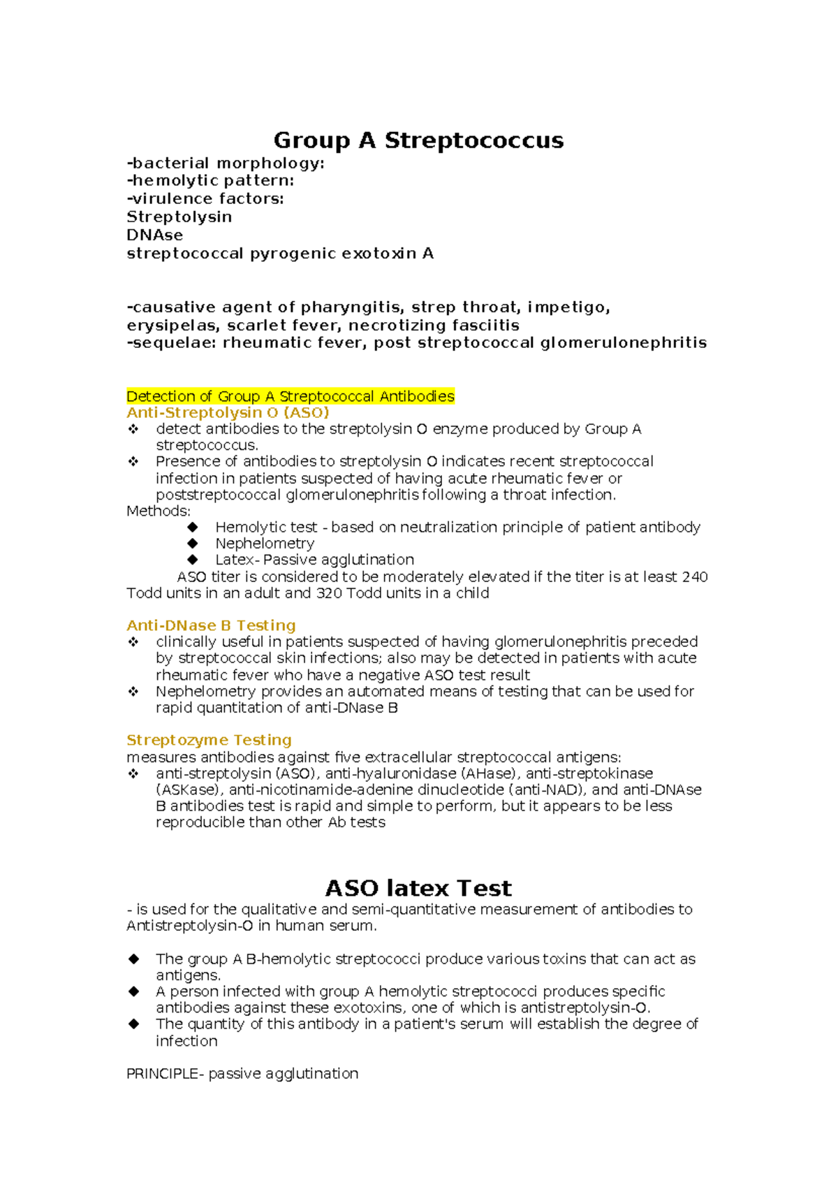 ASO Latex Test for Group A Streptococcus Detection and Interpretation ...