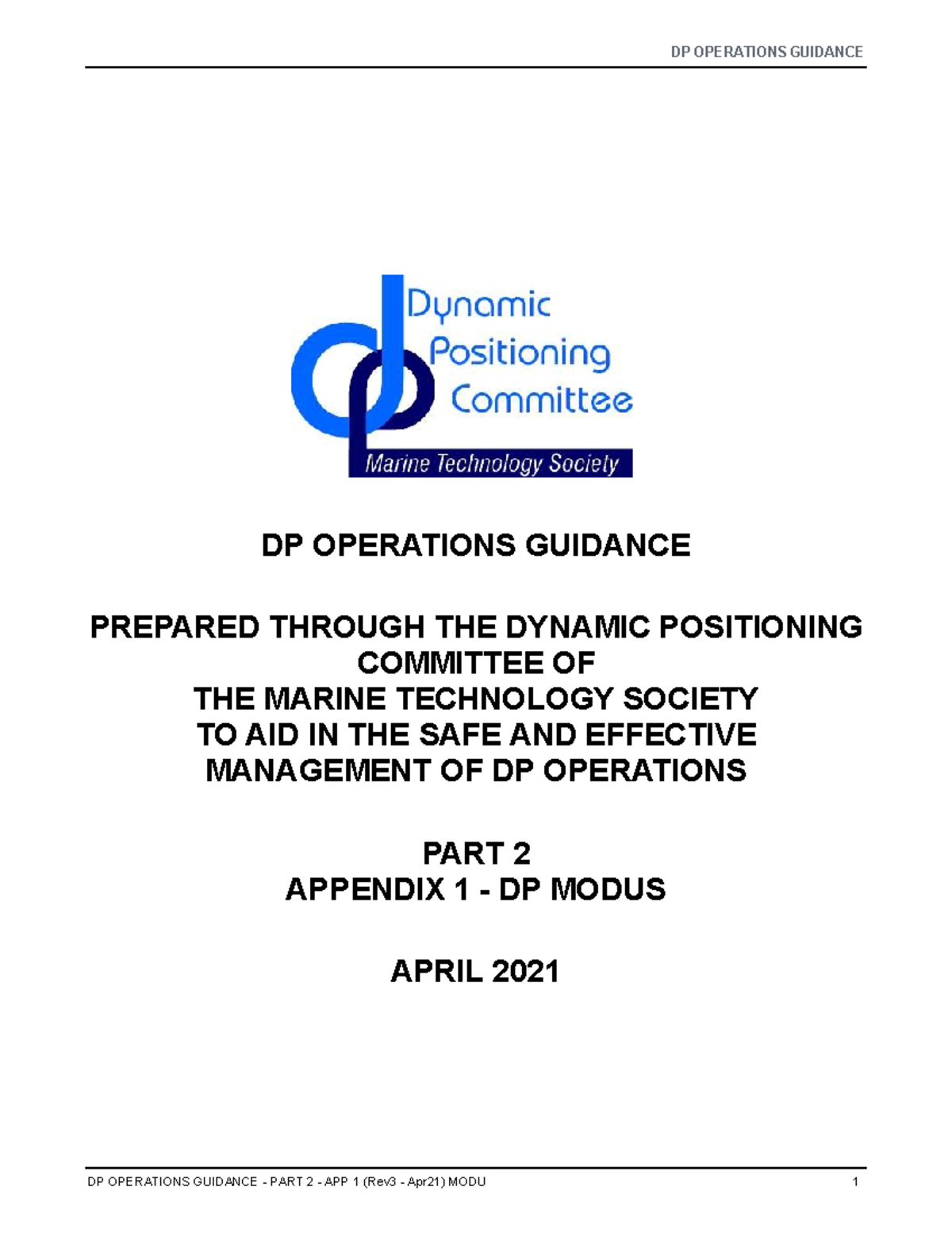 DP Operations Guidance Part 2: Appendix 1 (Rev3 Apr21) for MODUs - Studocu