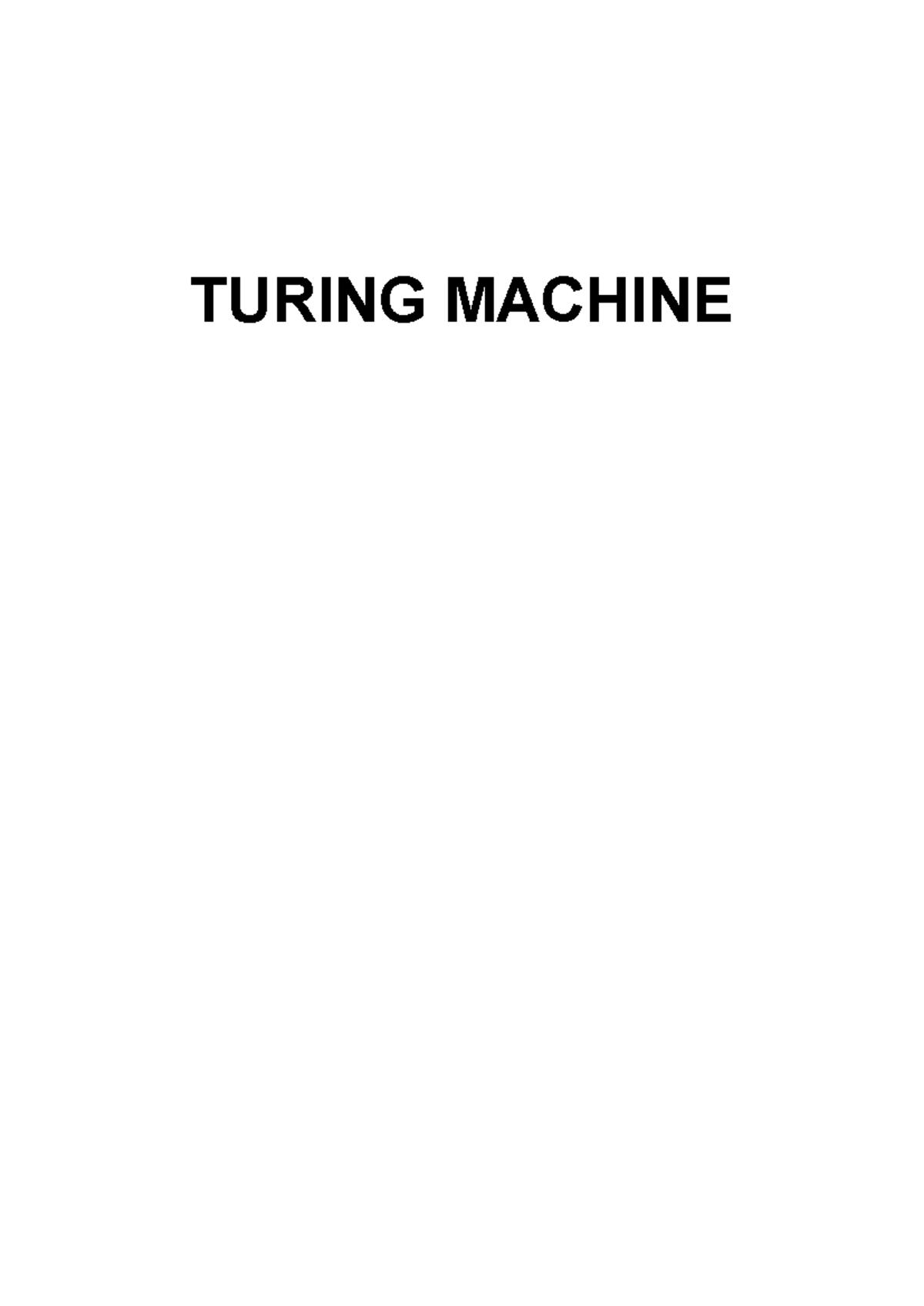 Turing Machines: Definition and Computation (CS101 Lecture Notes) - Studocu