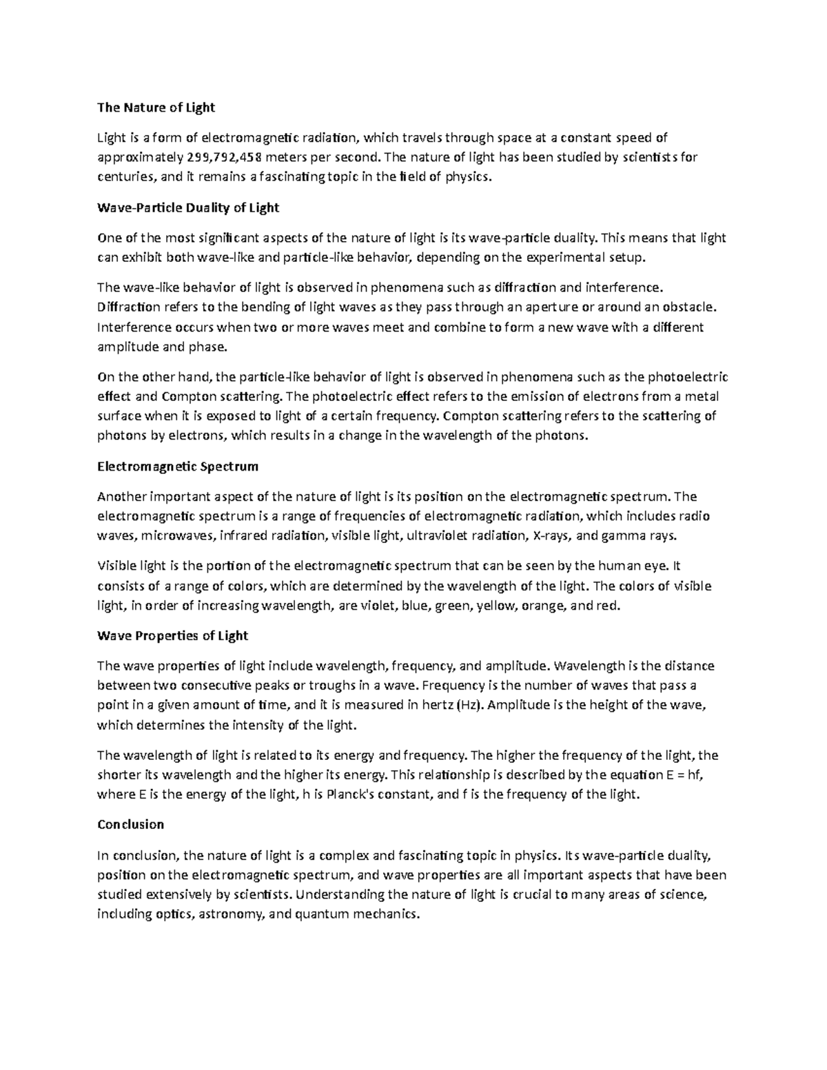 General Physics II: Nature of Light Lecture Notes - Studocu