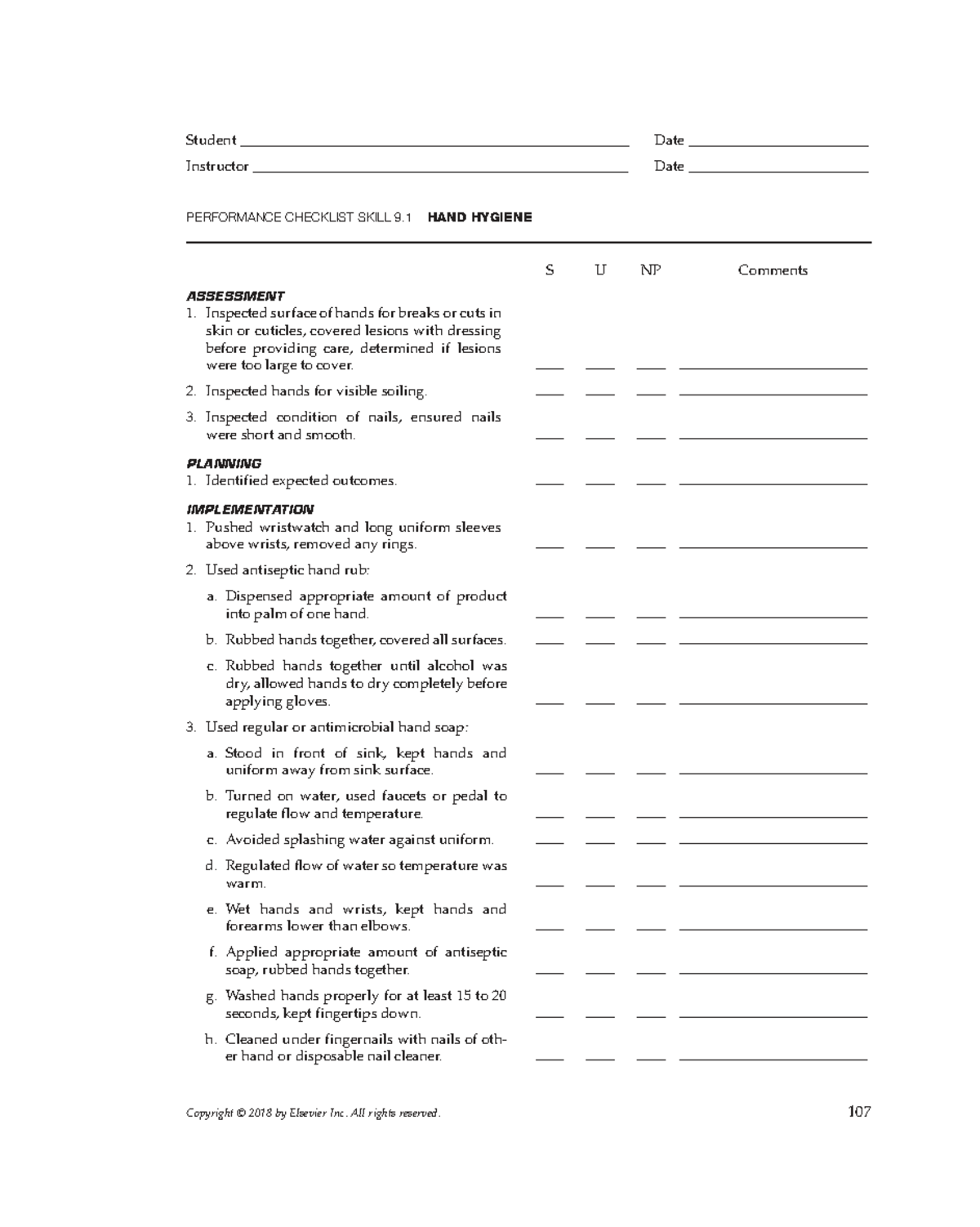Hand Hygiene Performance Checklist 2021 - Studocu