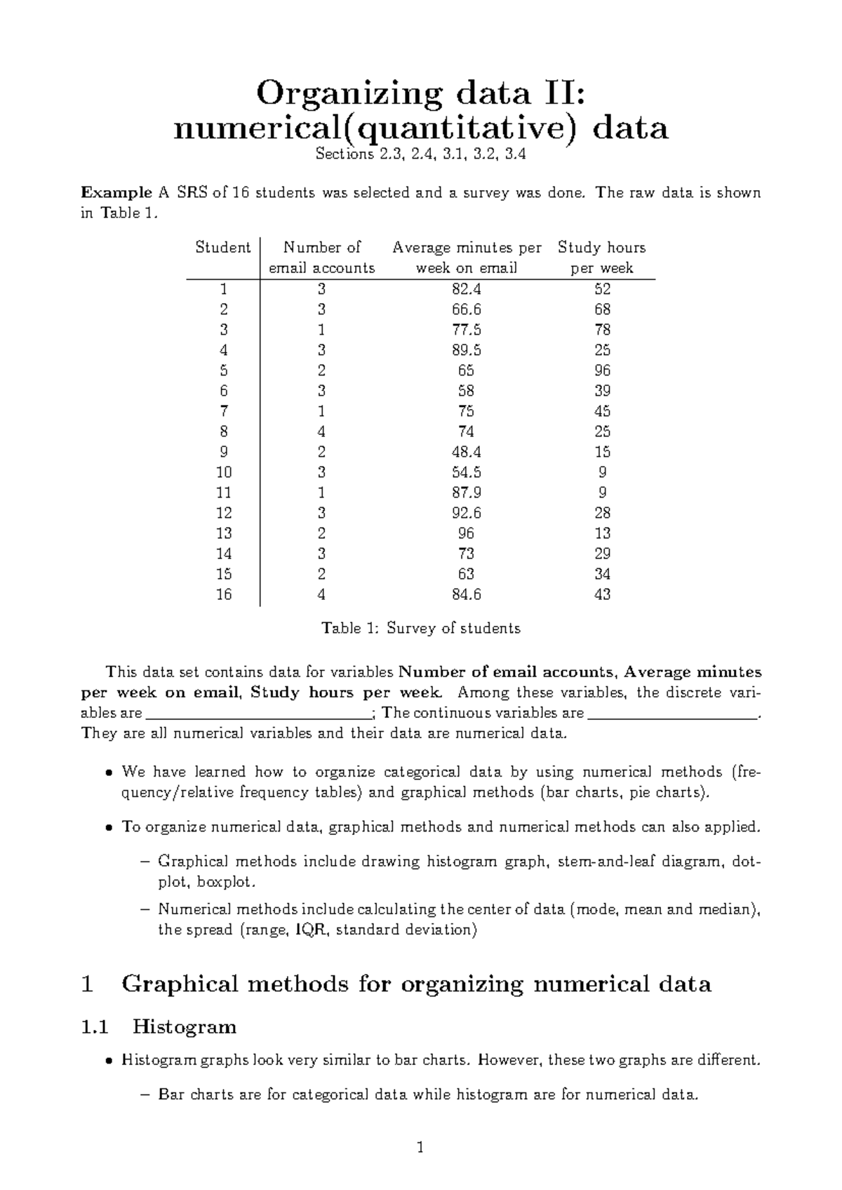 STAT151 Chapter 3: Organizing Numerical Data Techniques - Studocu