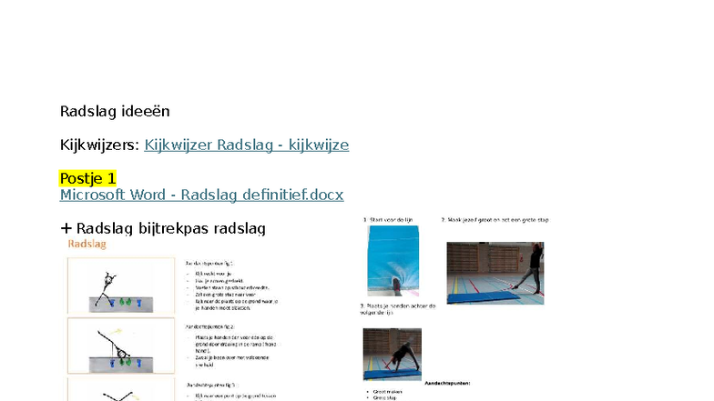 Radslag Ideeën en Kijkwijzers voor Oefeningen - Studocu
