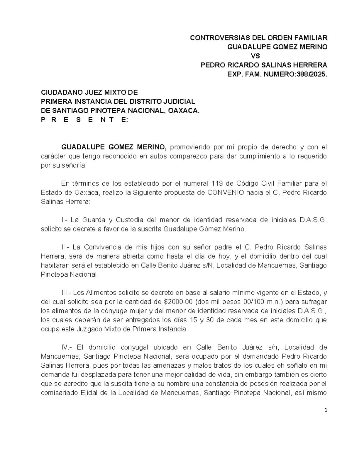 Divorcio Incausado: Guadalupe Gómez Merino vs. Pedro Ricardo Salinas ...