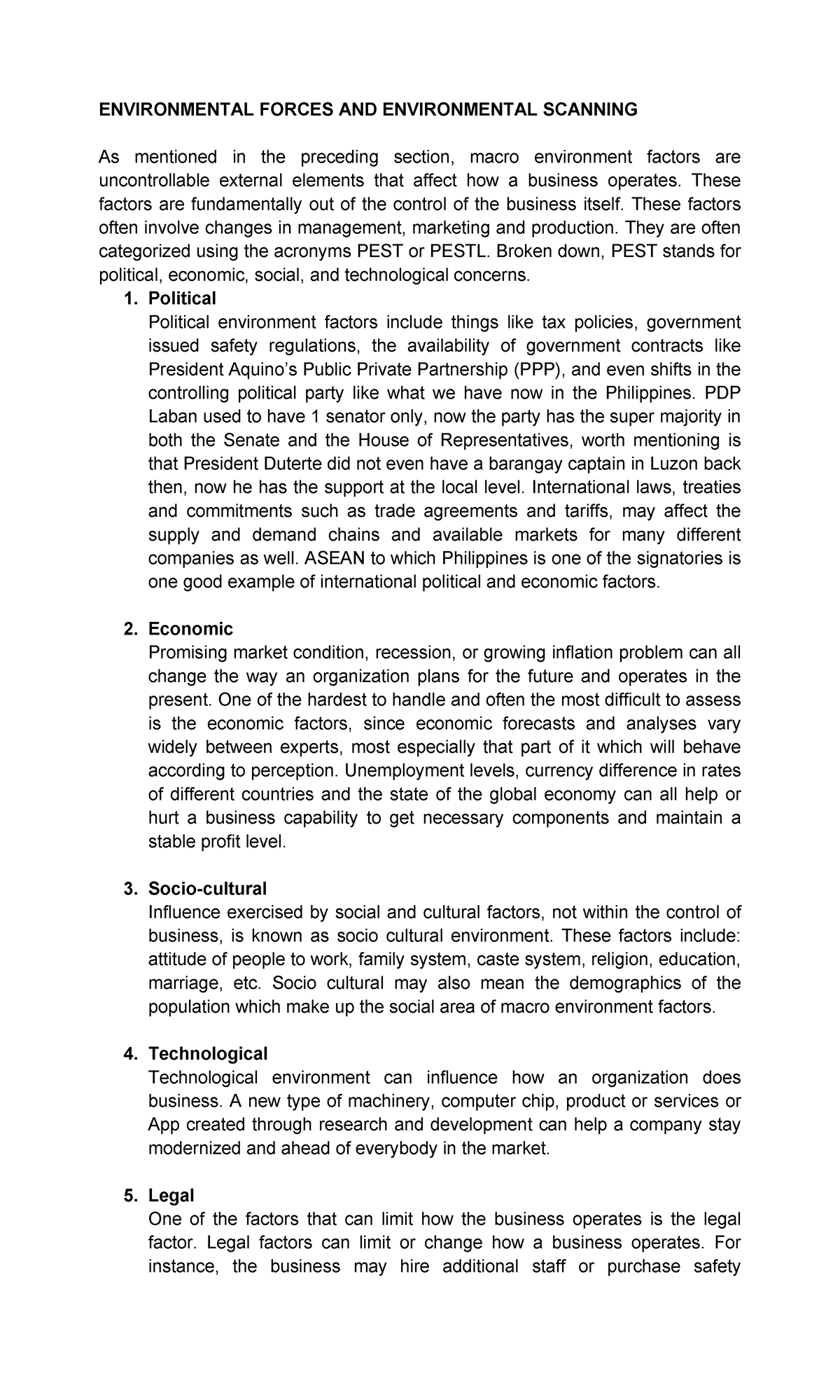 Environmental Forces AND Environmental Scanning - ENVIRONMENTAL FORCES ...