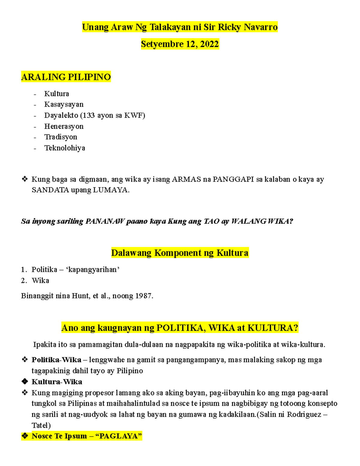 ARP Lectures in ppt and reporting - Unang Araw Ng Talakayan ni Sir ...