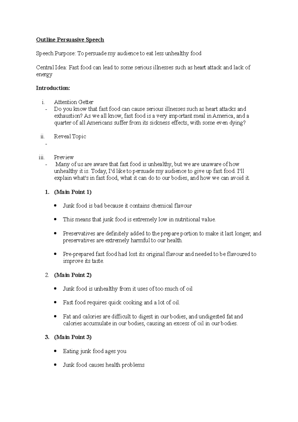 COM165 Outline Persuasive Speech - Outline Persuasive Speech Speech ...