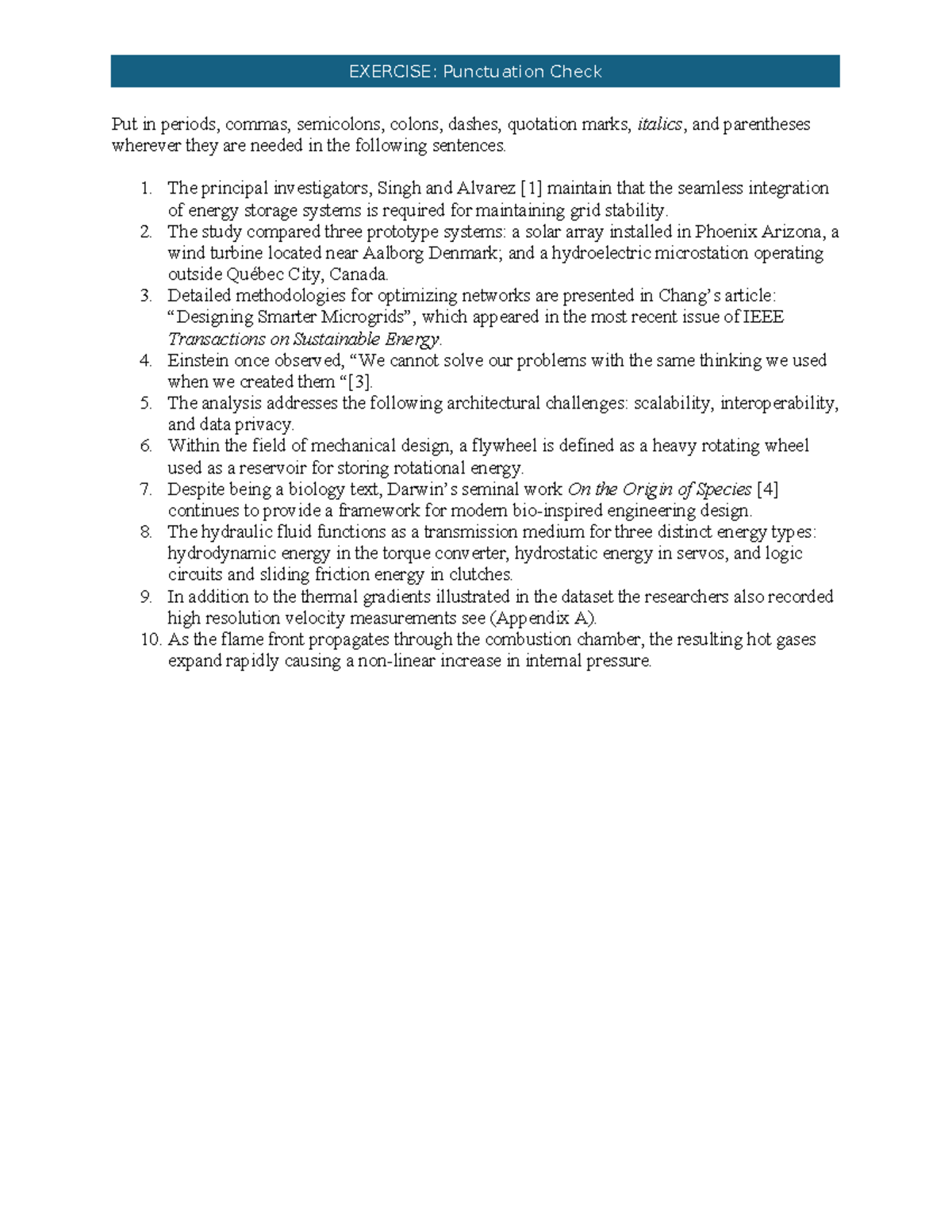 Exercise: Punctuation Check for Clarity and Accuracy - Studocu