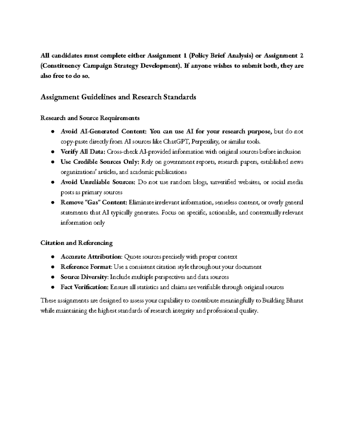 Assignment Strategy Intern: Policy Brief & Campaign Development Guide ...