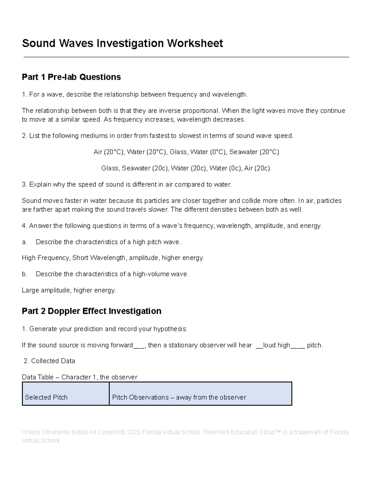 3.02 - Sound Waves Investigation: Frequency, Wavelength, and Doppler ...