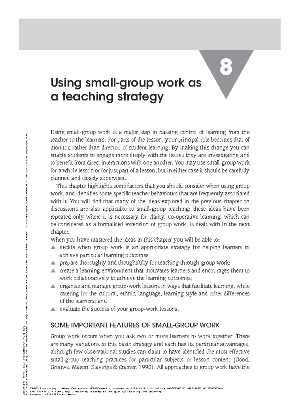 Chapter 8 small group work - 8 Using small-group work as a teaching ...