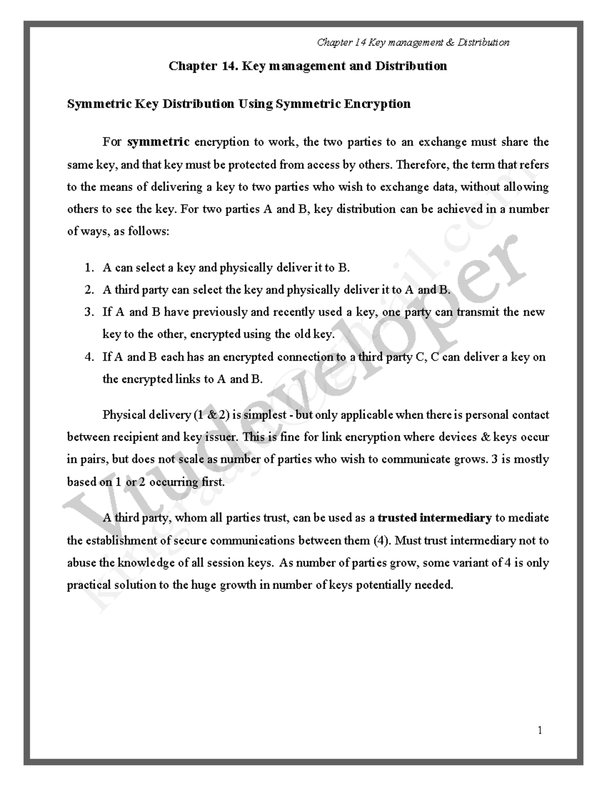 CNS Mod 3: Chapter 14 Key Management and Distribution Overview - Studocu