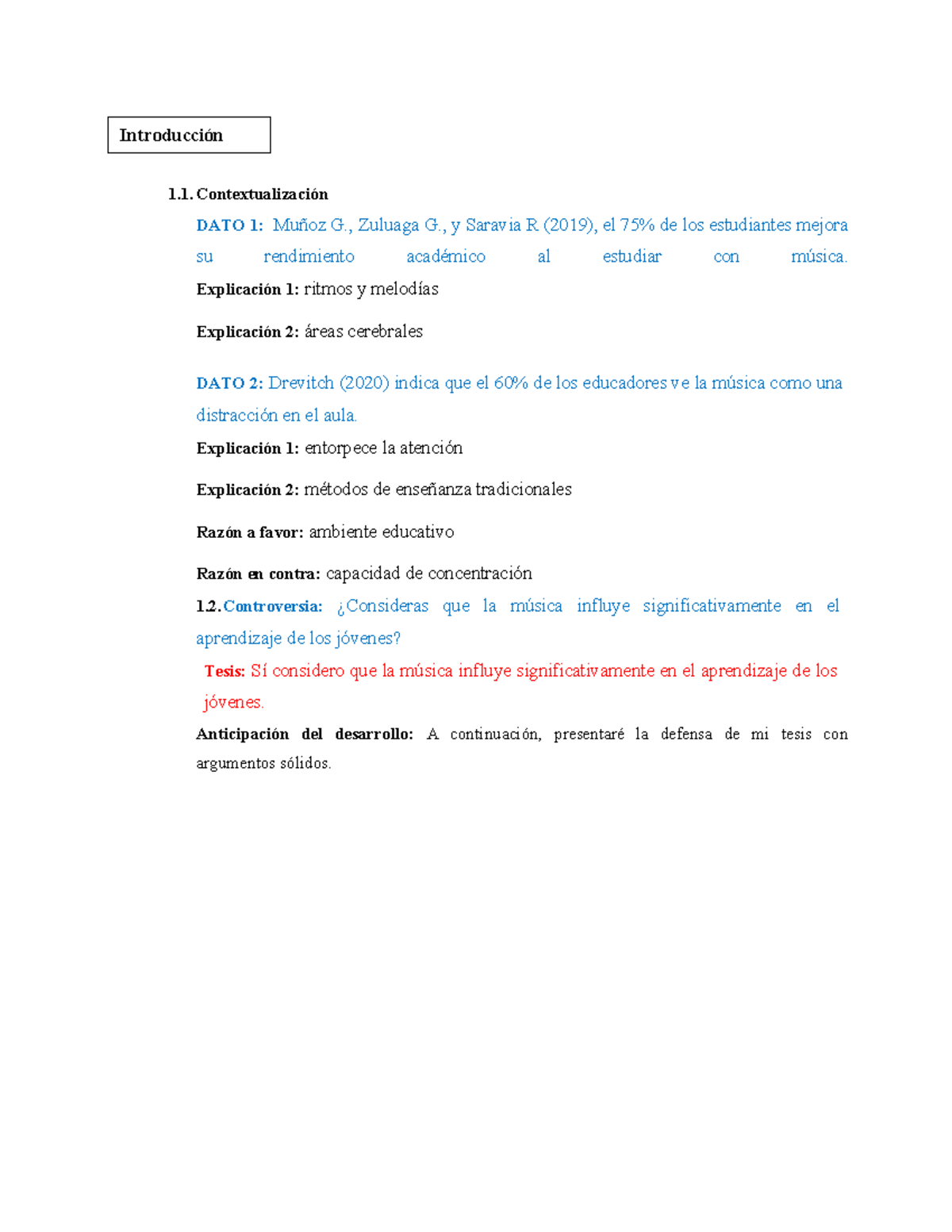 Esquema de Ideas para PC2: La Influencia de la Música en el Aprendizaje ...