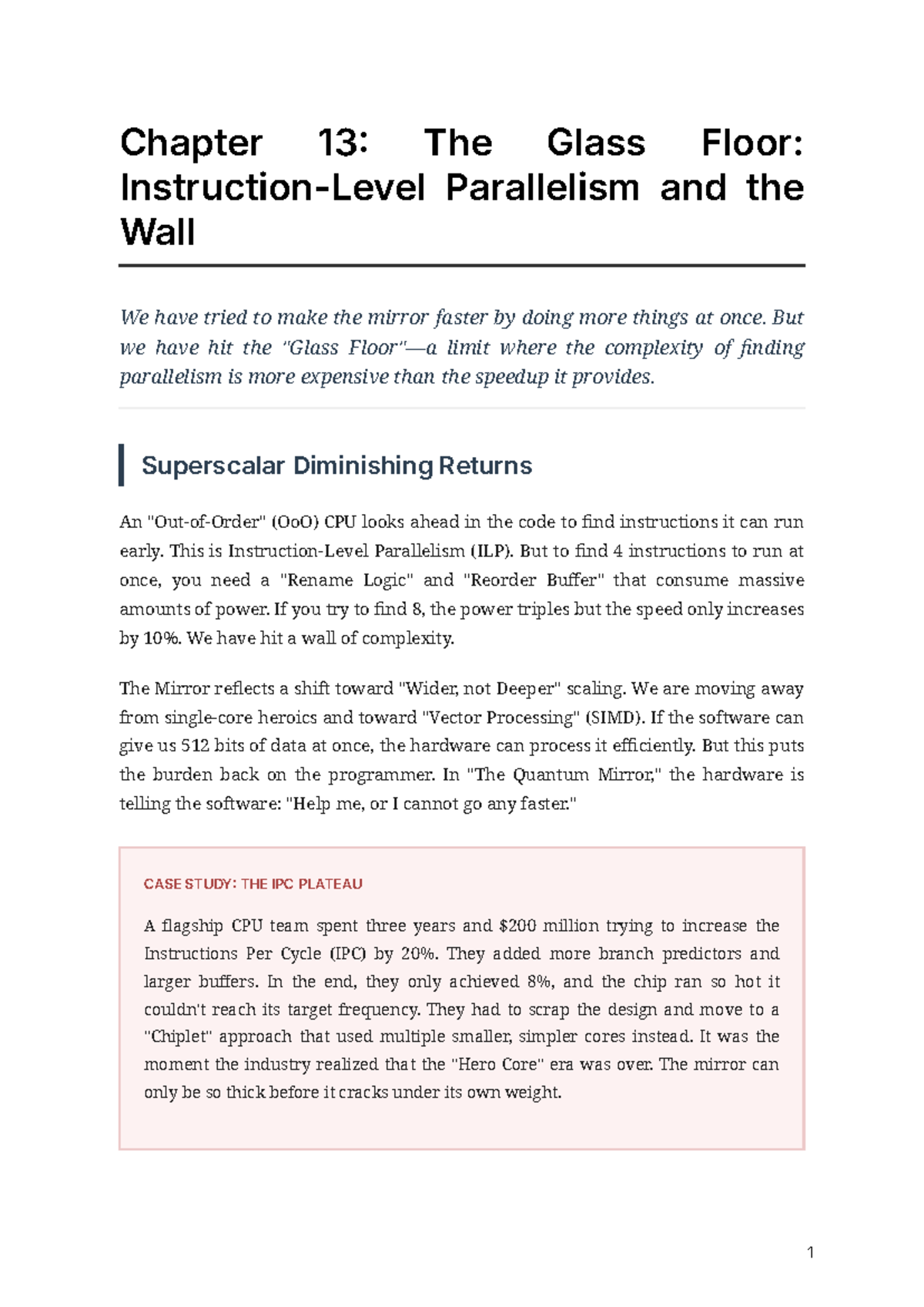 Chapter 13: The Glass Floor - Instruction-Level Parallelism & Limits ...