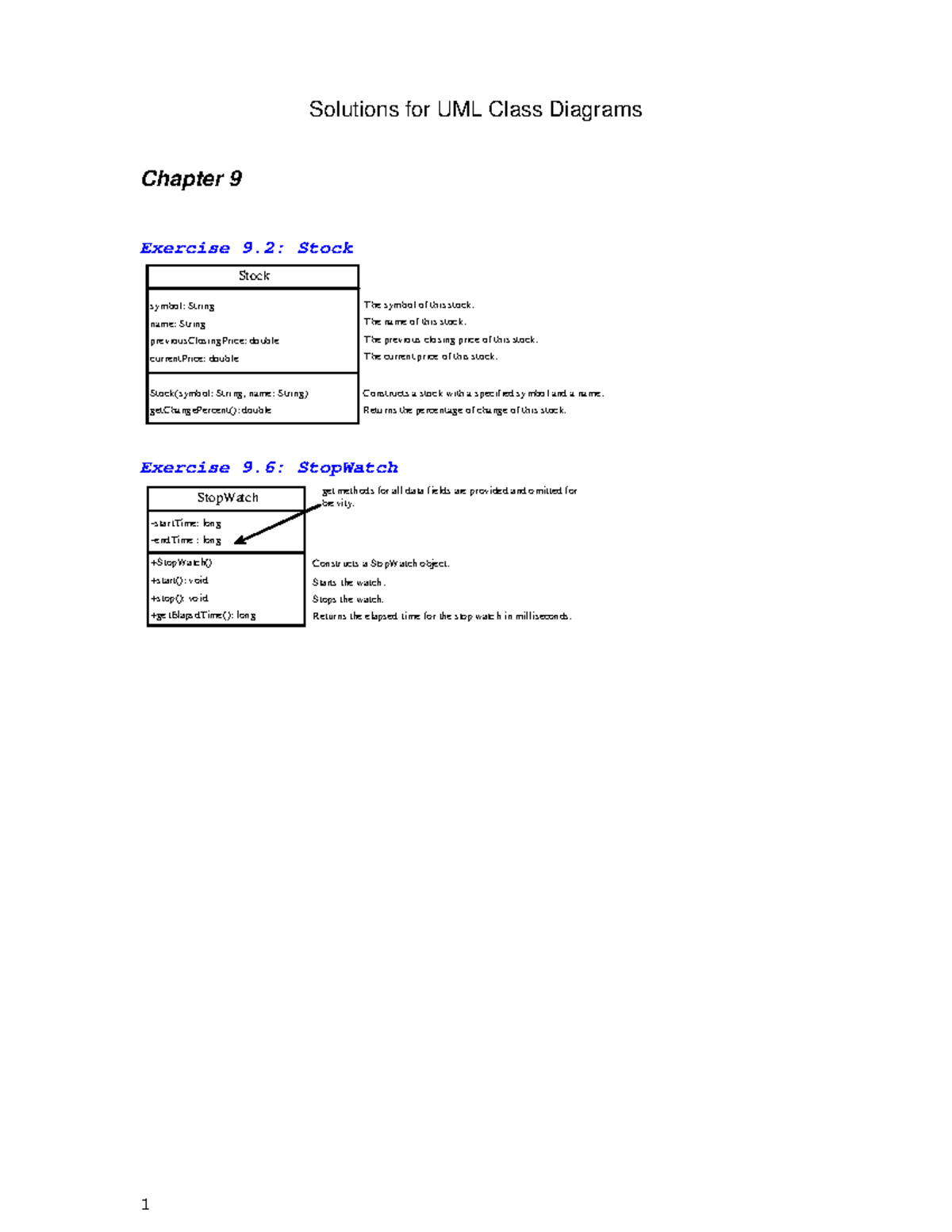 java Exercise UMLDiagram - Solutions for UML Class Diagrams Chapter 9 ...