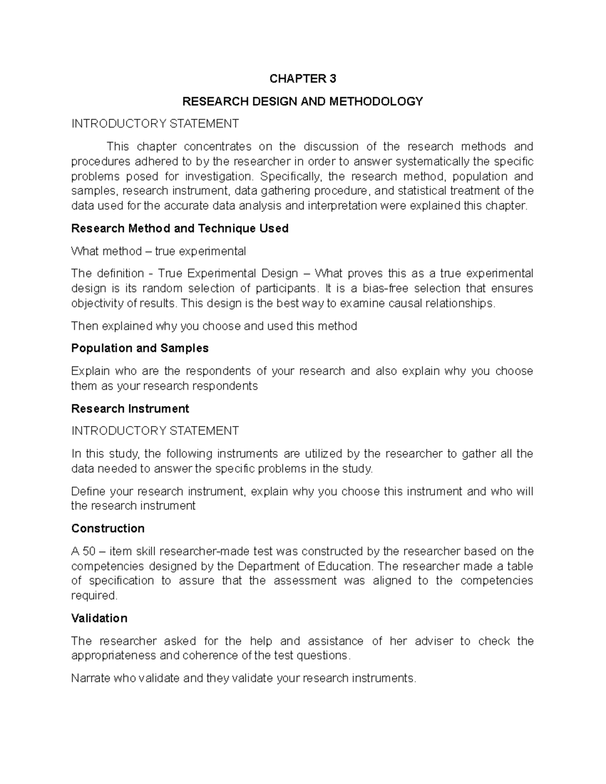 Chapter 3 - Research Design & Methodology Overview - Studocu