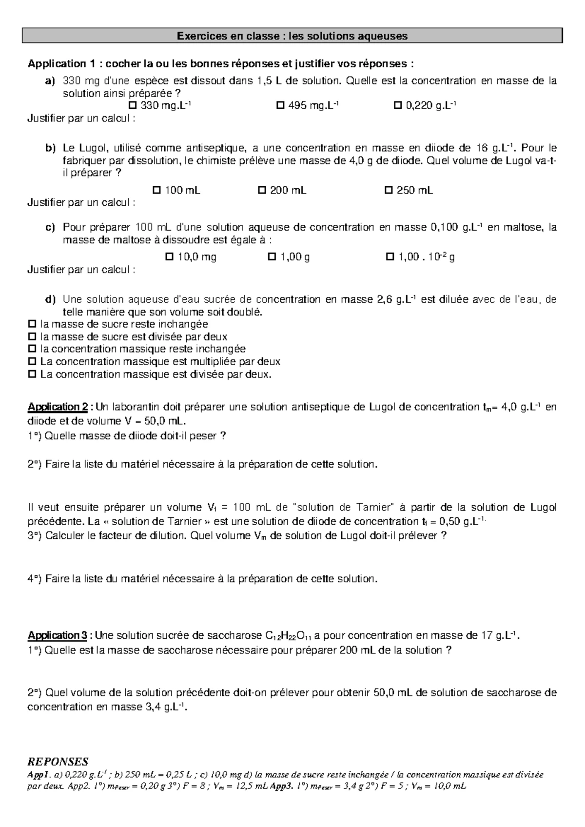 Fiche de révision sur la Masse et le Volume - 5ème Année - Studocu