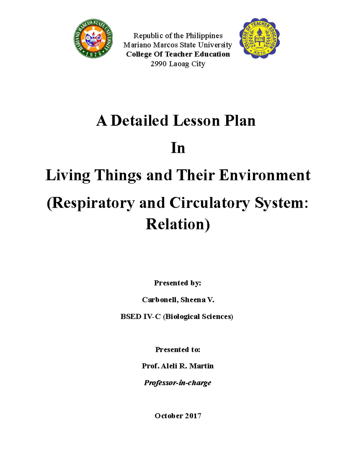 A Detailed Lesson Plan In Living Things - Republic of the Philippines ...