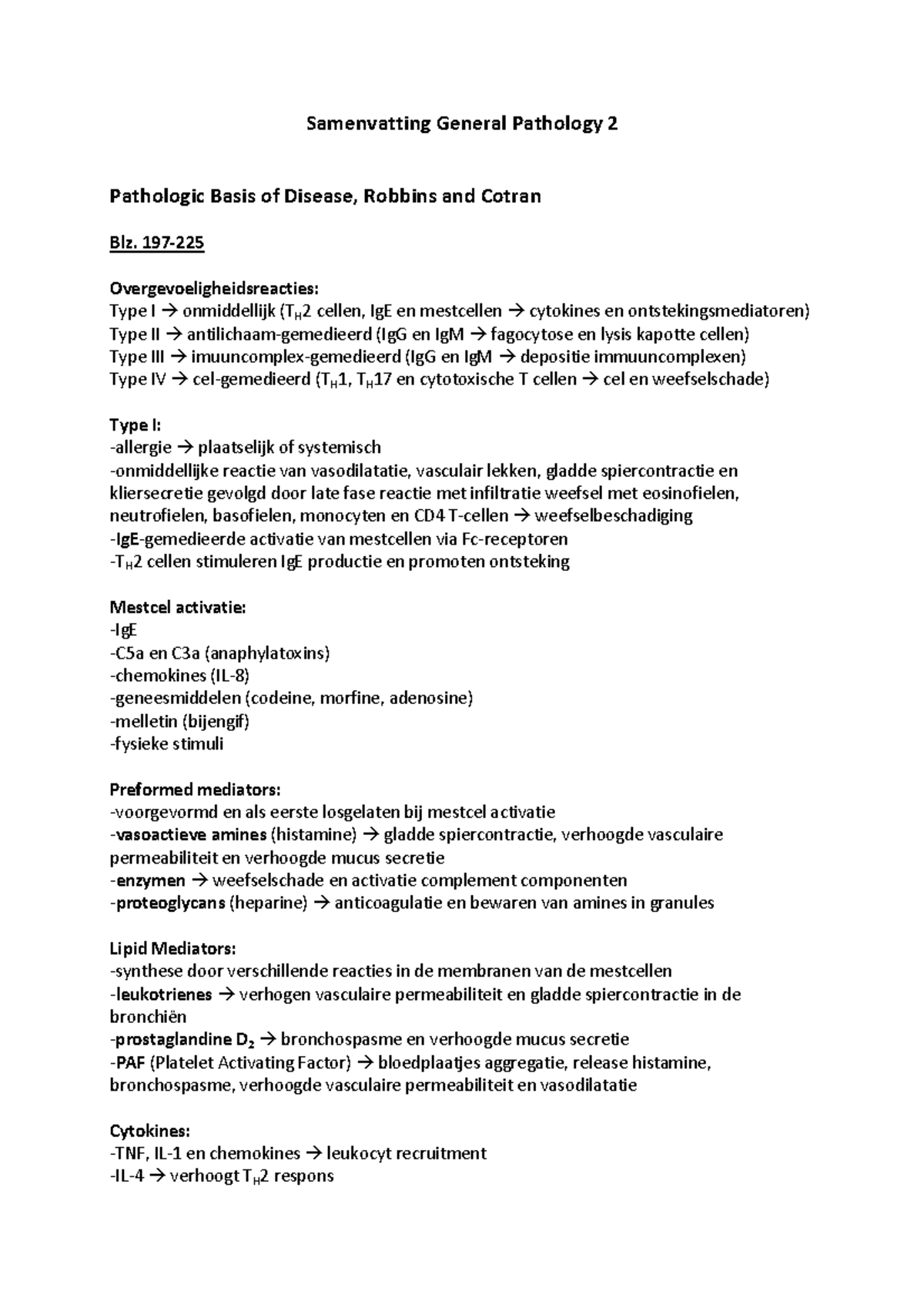 Samenvatting Pathologic Basis of Disease (Pathologie Samenvatting ...