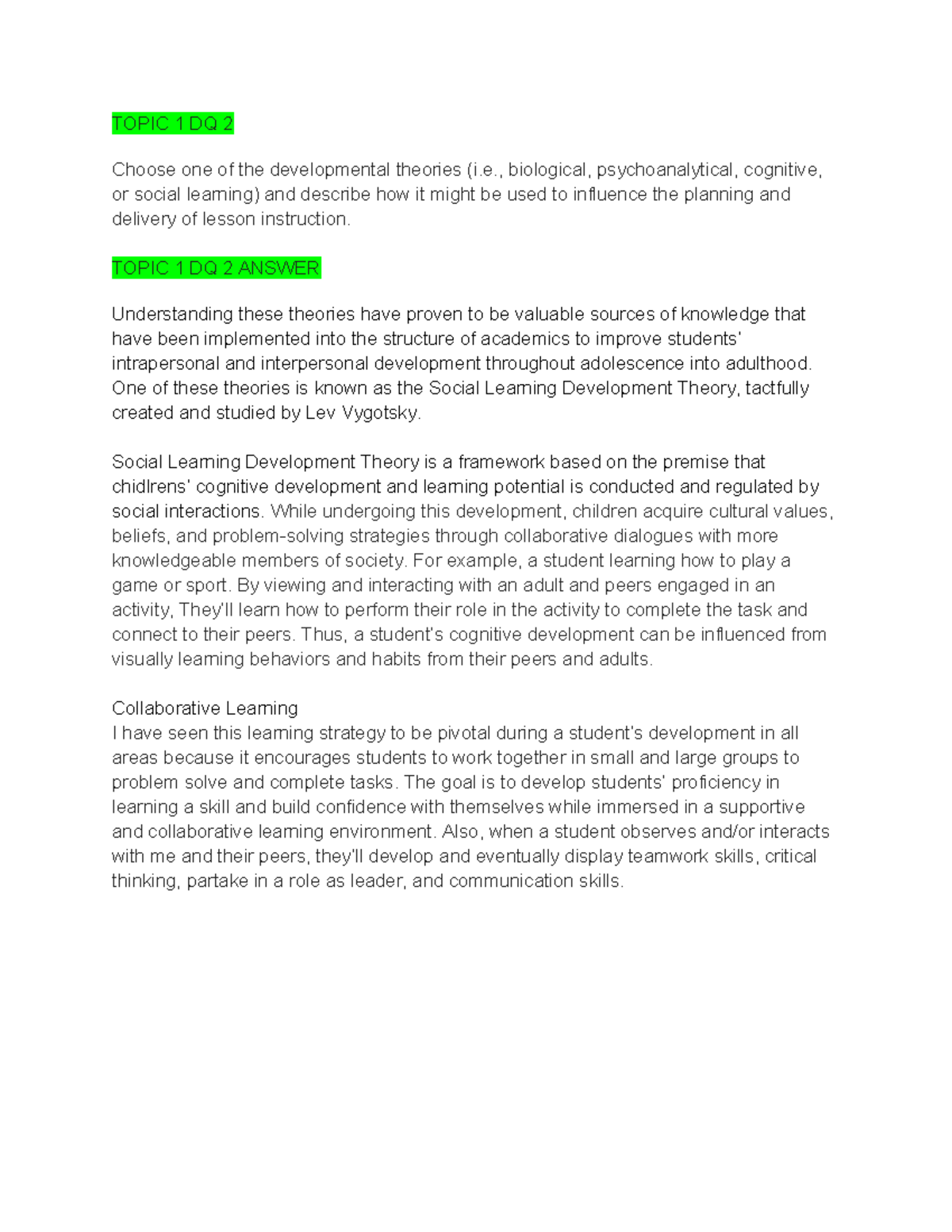 SEC 506 Topic 1 DQ 2 - TOPIC 1 DQ 2 Choose one of the developmental ...